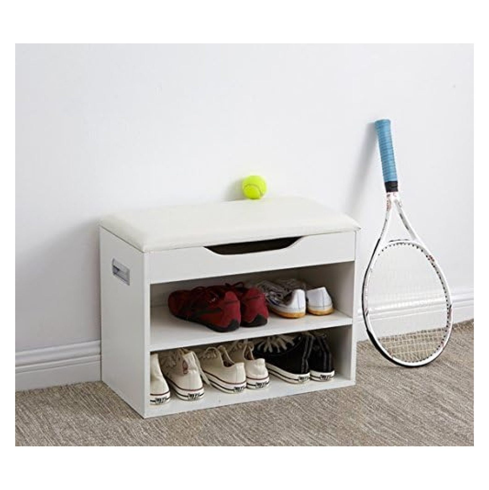 Yak About It Compact Shoe Rack with Top Cushion - White - Walmart.com