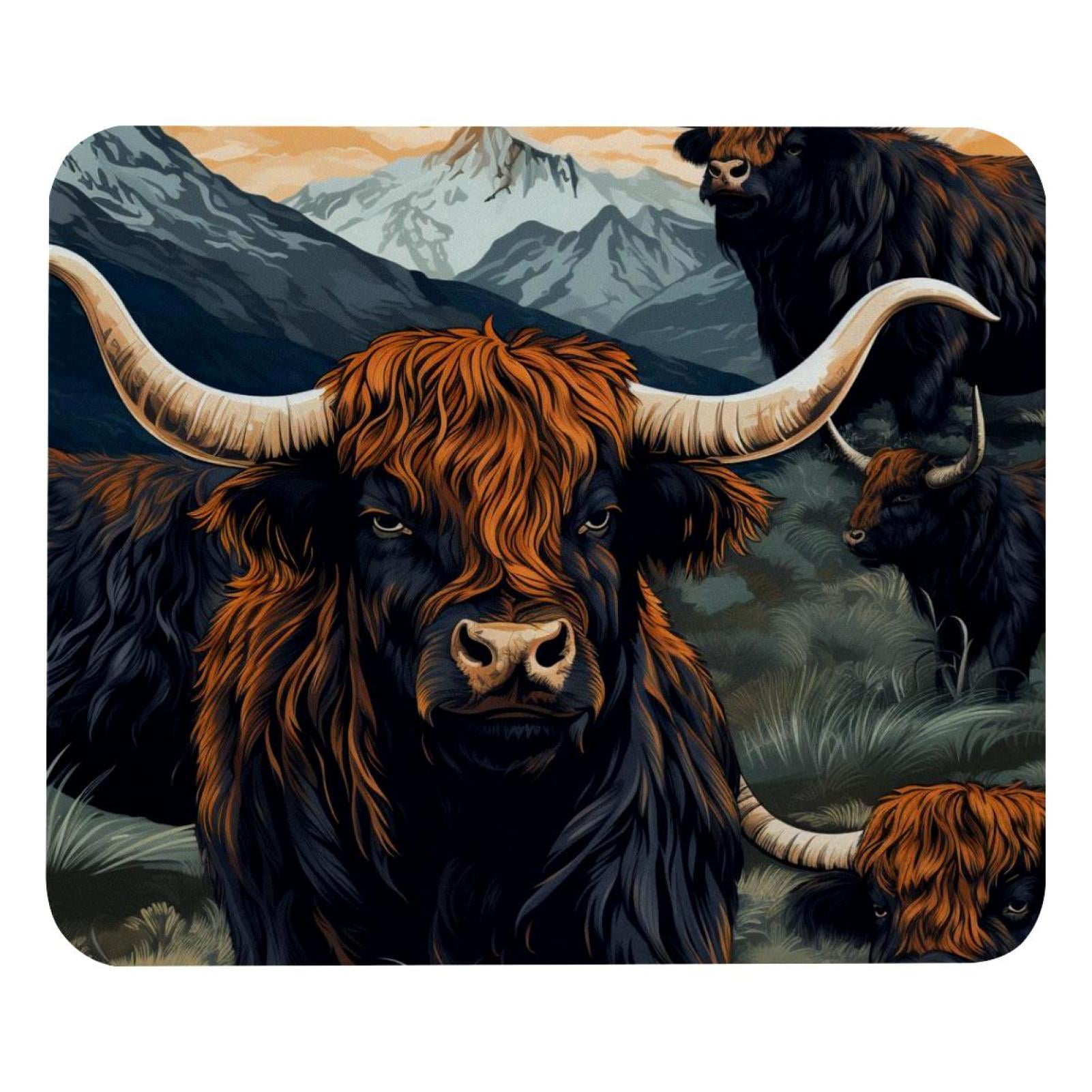 Yak Animal Non-Slip Rubber Bottom Personalized Custom Square Desk Mat ...