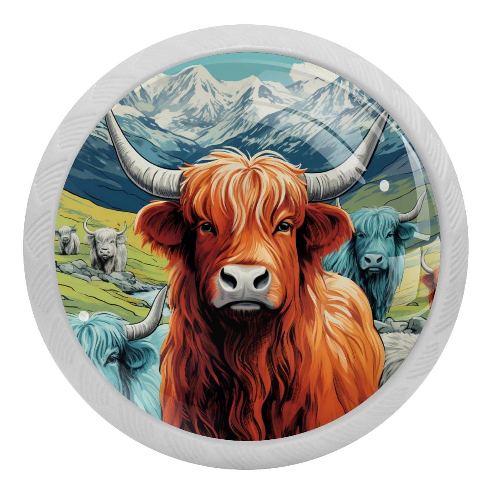 Yak Animal Pattern 4PCS Cabinet Knobs Pulls Fluorescent Drawer Handle ...