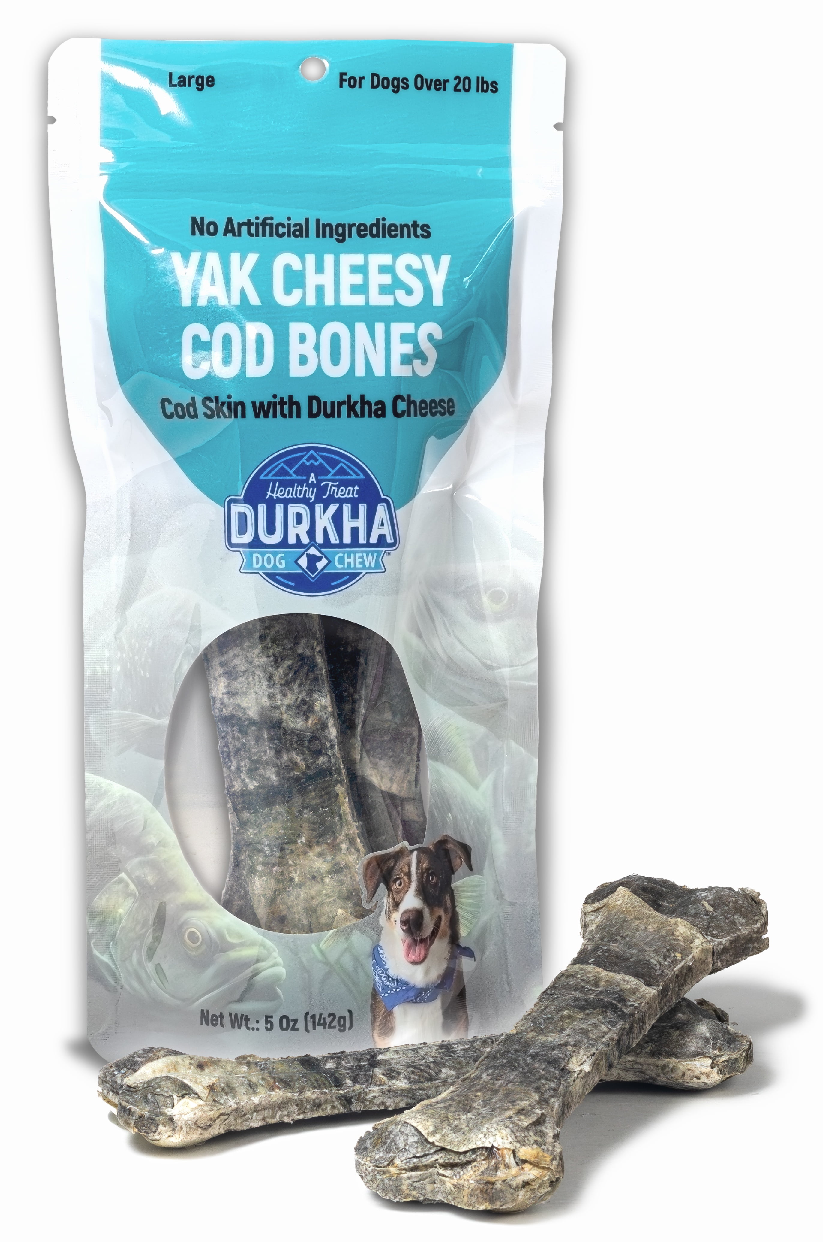 Yak Cheesy Cod Bones 7" - with Durkha Cheese - Walmart.com