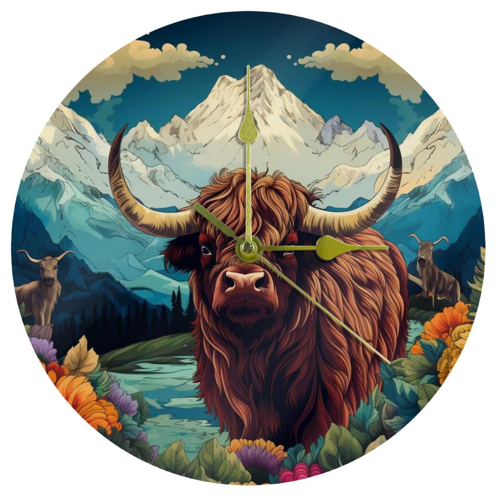 Yak Circular Acrylic Wall Clock - Elegant Timepiece for Home with Quiet ...