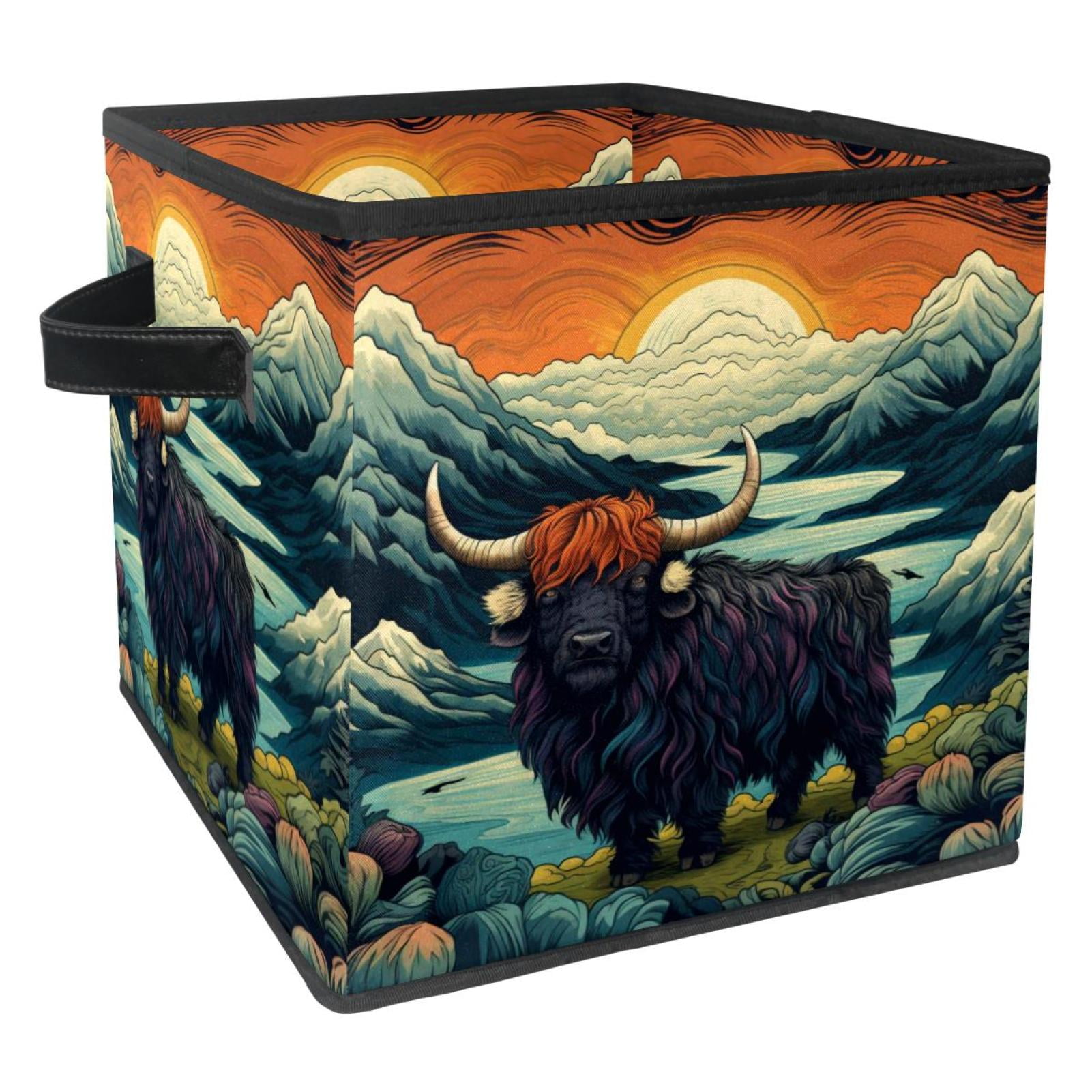 Yak Foldable Storage Baskets with Handle, 10.8"x10.5"x10.6" Cube ...