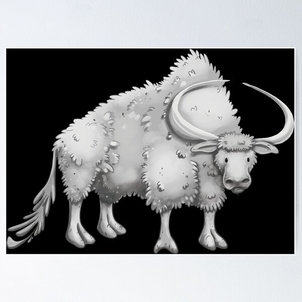 Yak - Greyscale Poster Wall Art, Modern Wall Decor For Living Room ...