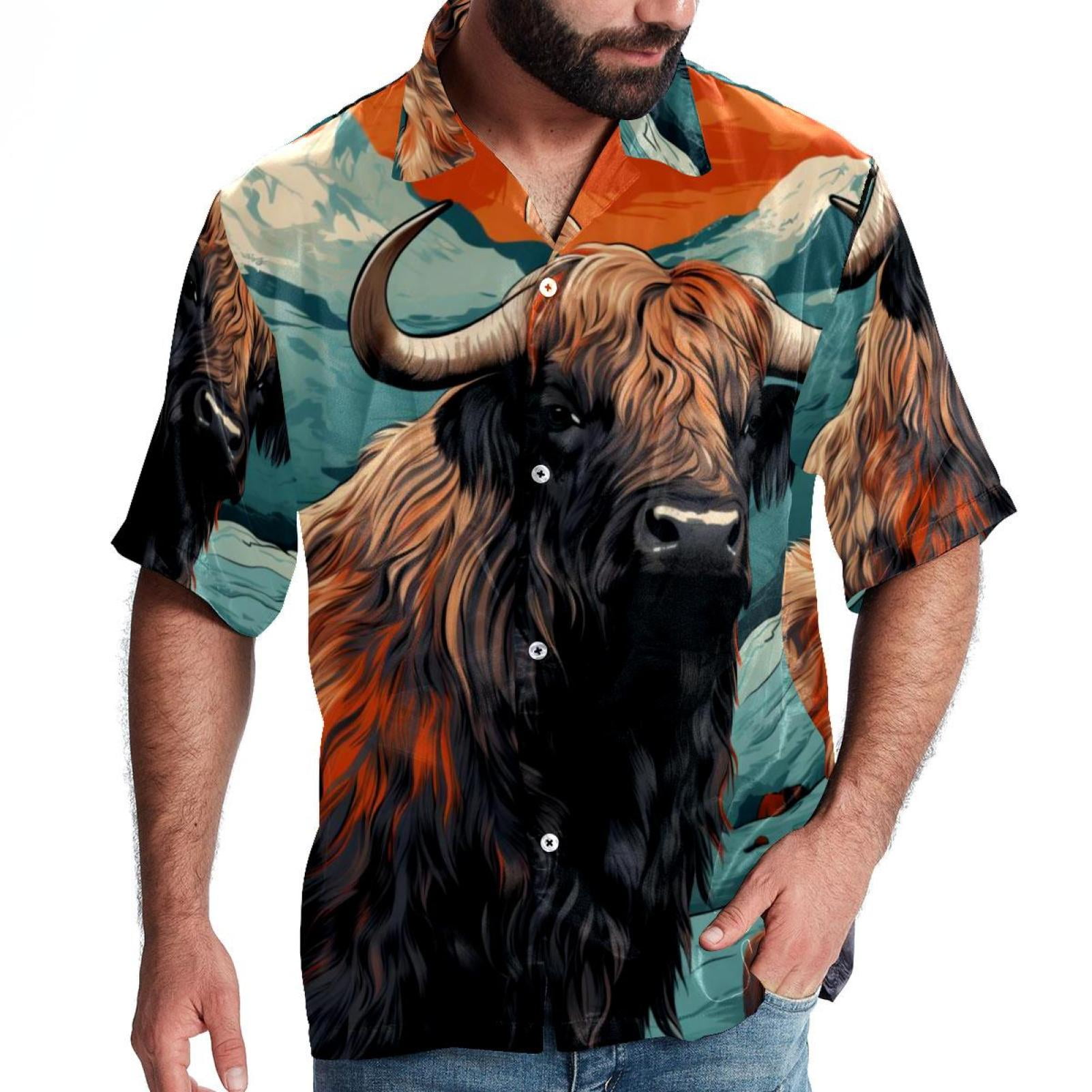 Yak Men's Casual Printed Hawaiian Poplin Button Down Short Sleeve Beach Shirt Unisex - Walmart.com