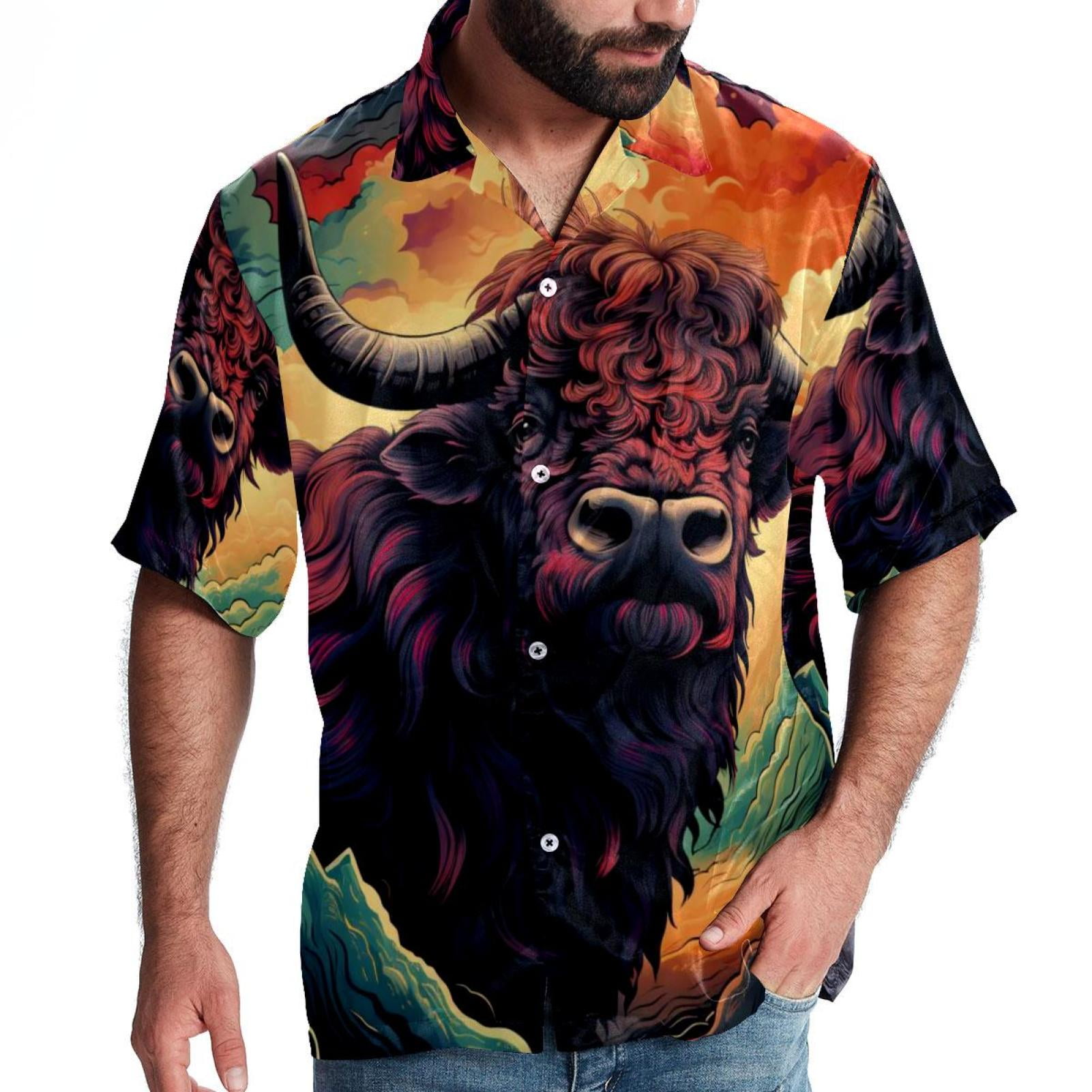 Yak Men's Short Sleeve Casual Printed Button Down Beach Shirt - Summer ...
