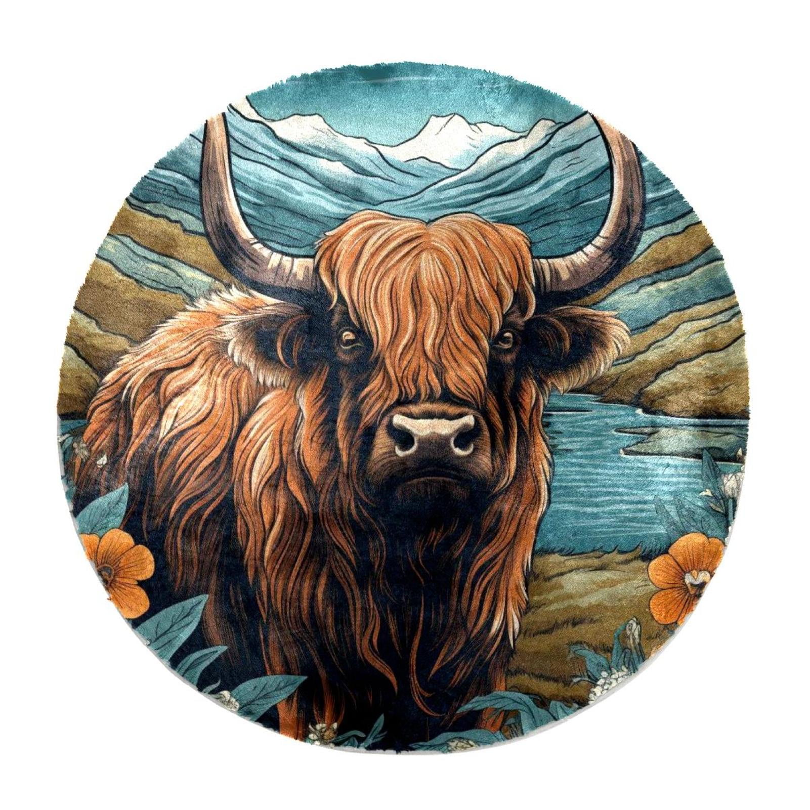 Yak Round Area Rug Yak Doormat Non-Slip Floor Mat Round Area Rug Carpet ...