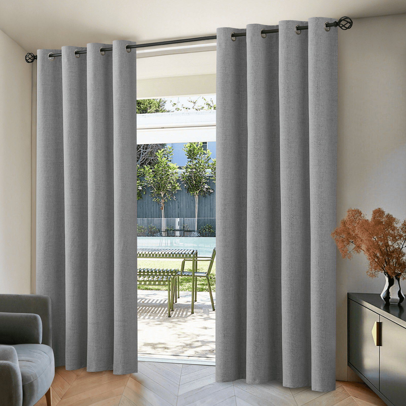 Yakamok 100% Blackout Dove Grey Linen Curtains 84 Inches Long for ...