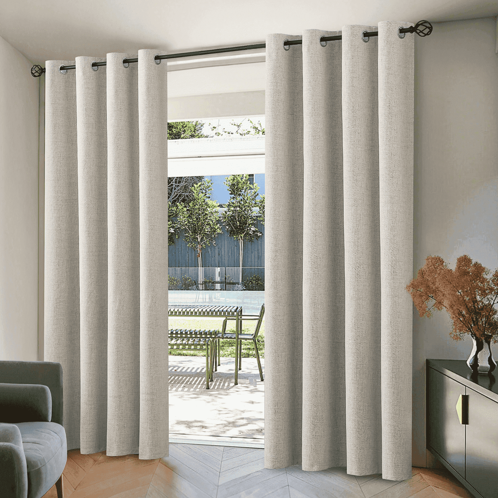 Yakamok 100% Blackout Natural Send Linen Curtains 84 Inches Long for ...