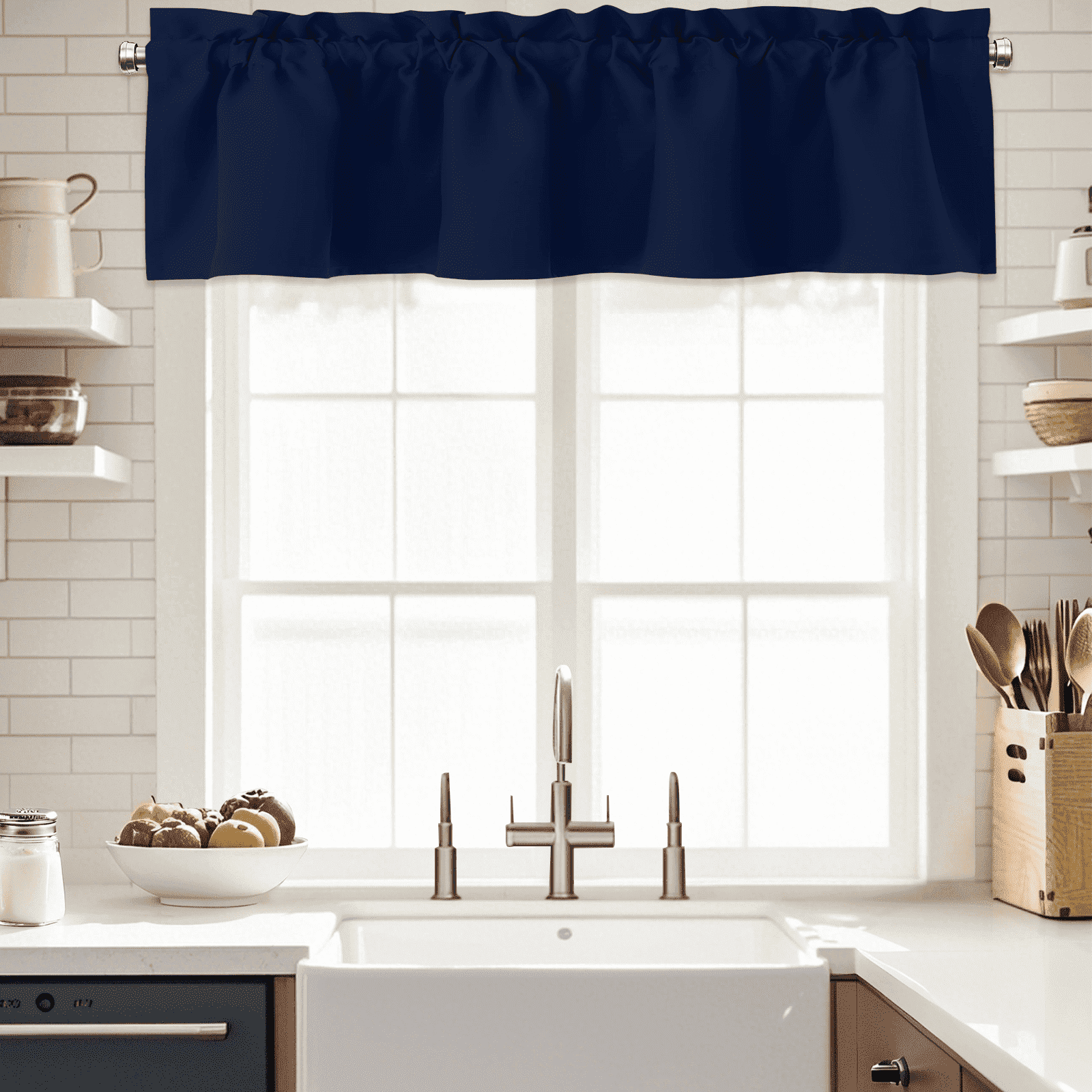 Yakamok Blackout Curtains for Windows Navy Blue 52x18 Inches Room ...