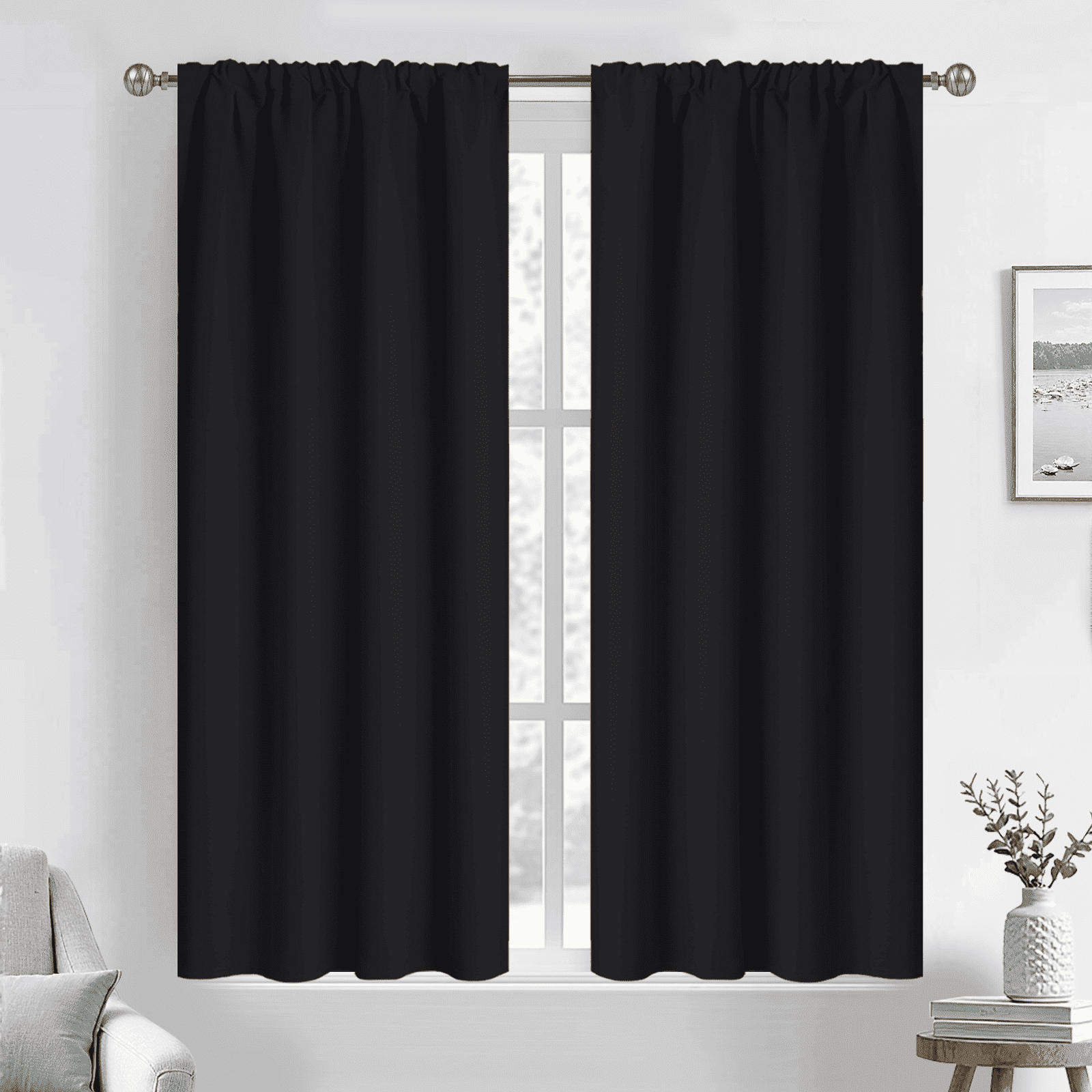 Yakamok 45 Inches Long Blackout Curtain Valances for Windows - 2 Panels ...