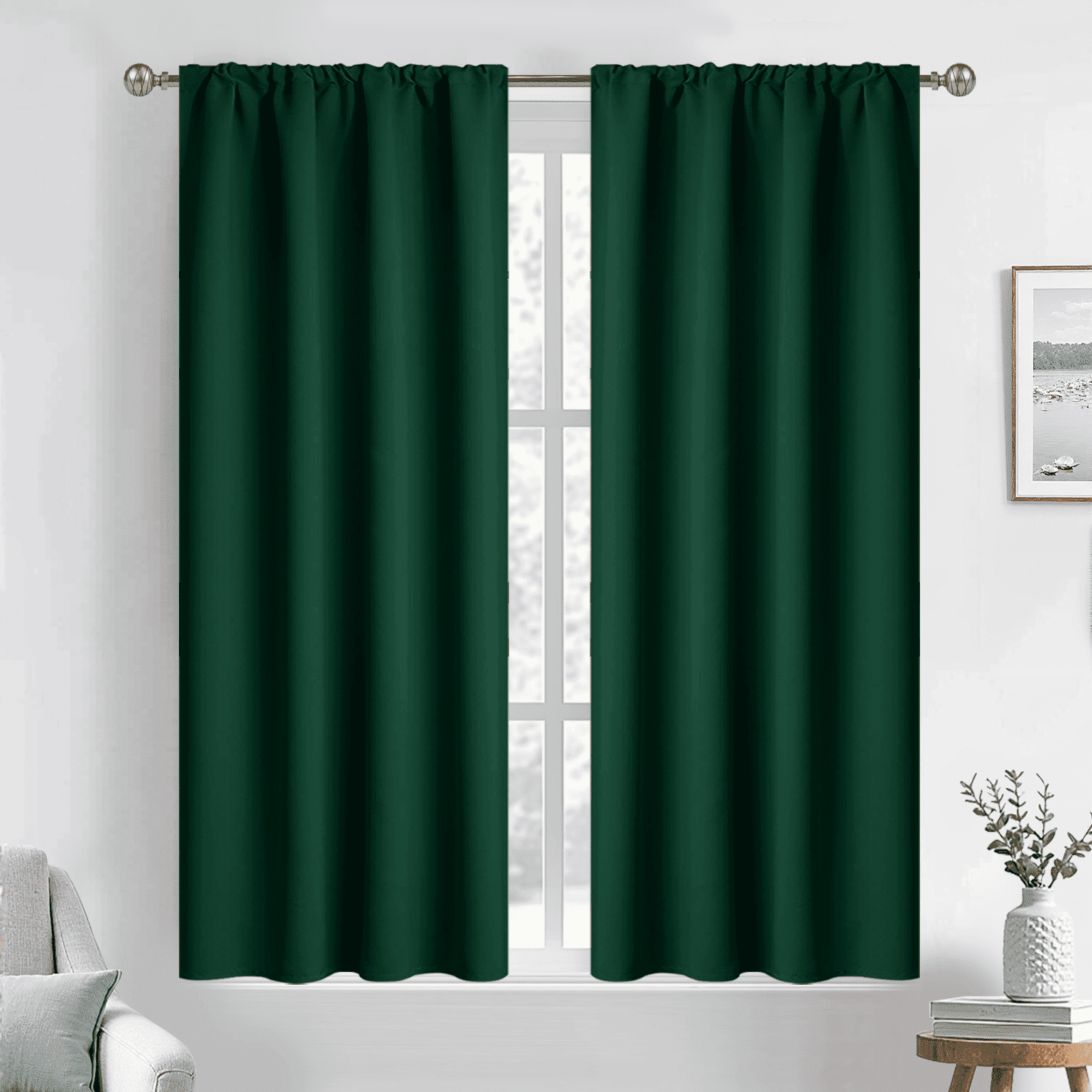 Yakamok 45 Inches Long Blackout Curtain Valances for Windows - 2 Panels ...