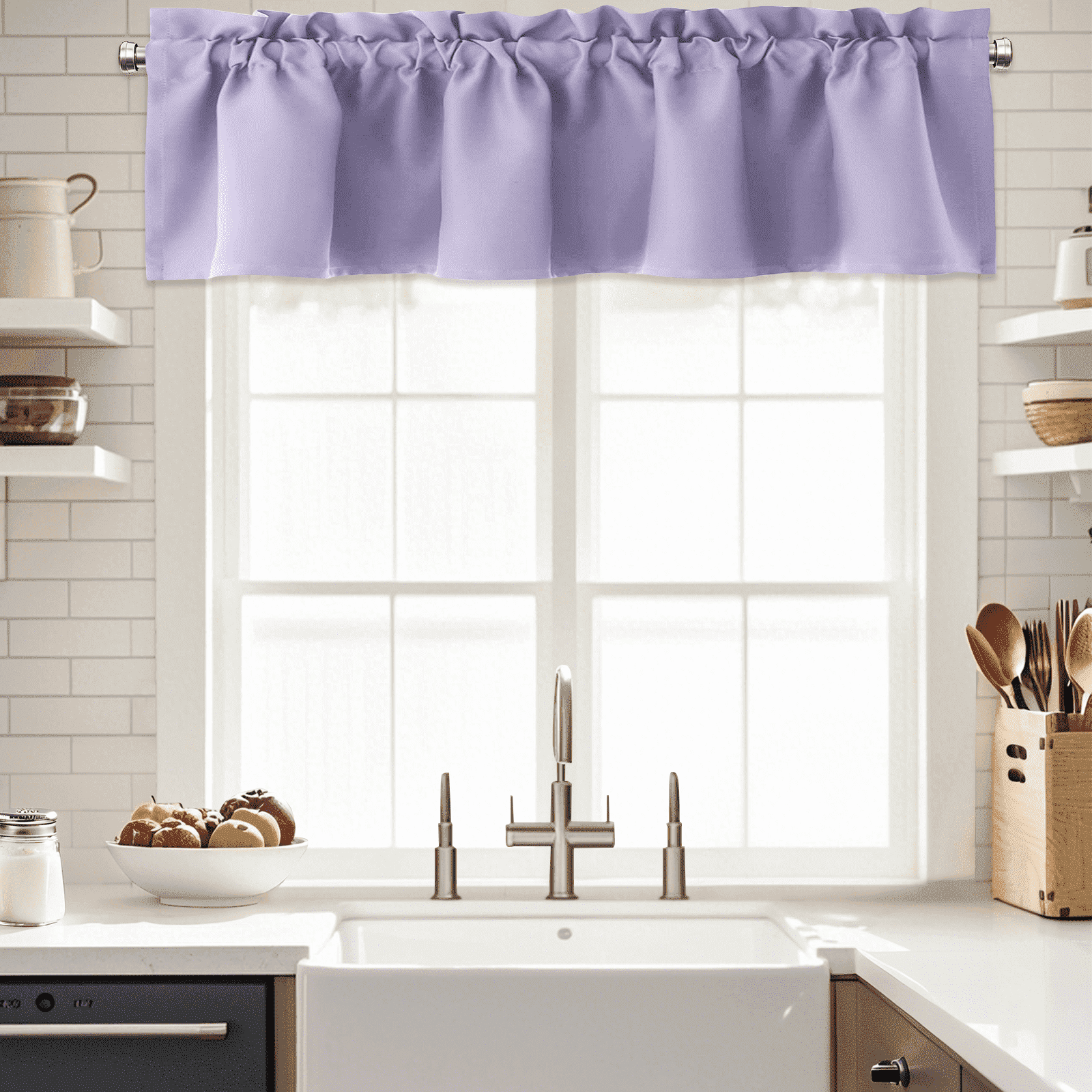 Yakamok 18 Inches Long Blackout Curtain Valances for Windows - 1 Panels ...