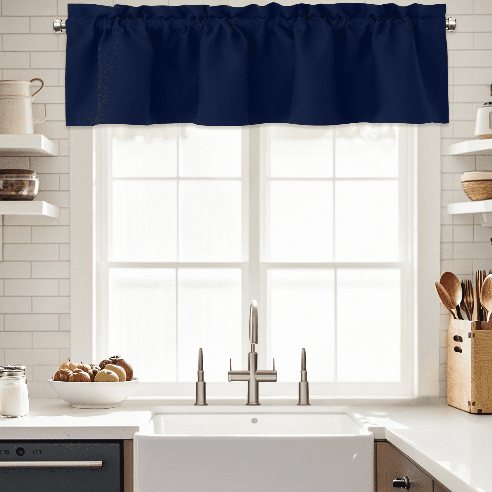 Yakamok 18 Inches Long Blackout Curtain Valances for Windows - 1 Panels ...