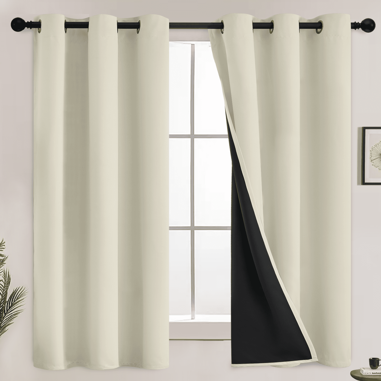 Yakamok 63 Inch Length 100% Blackout Curtains for Bedroom, 2 Thick ...