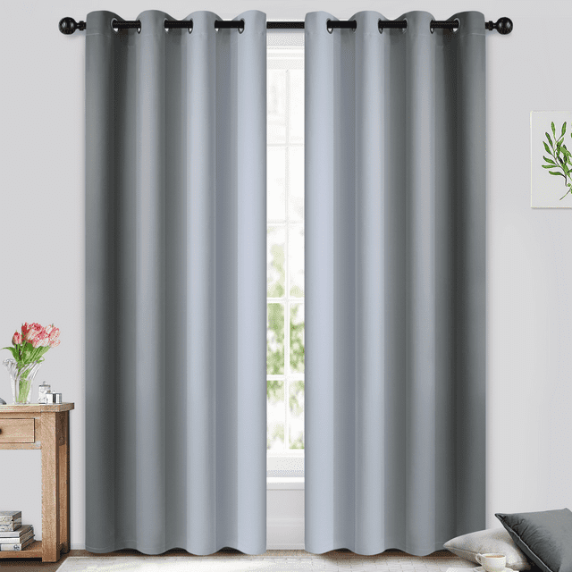 Yakamok Grey Curtain for Bedroom/Living Room Blackout,Ombre Curtains ...