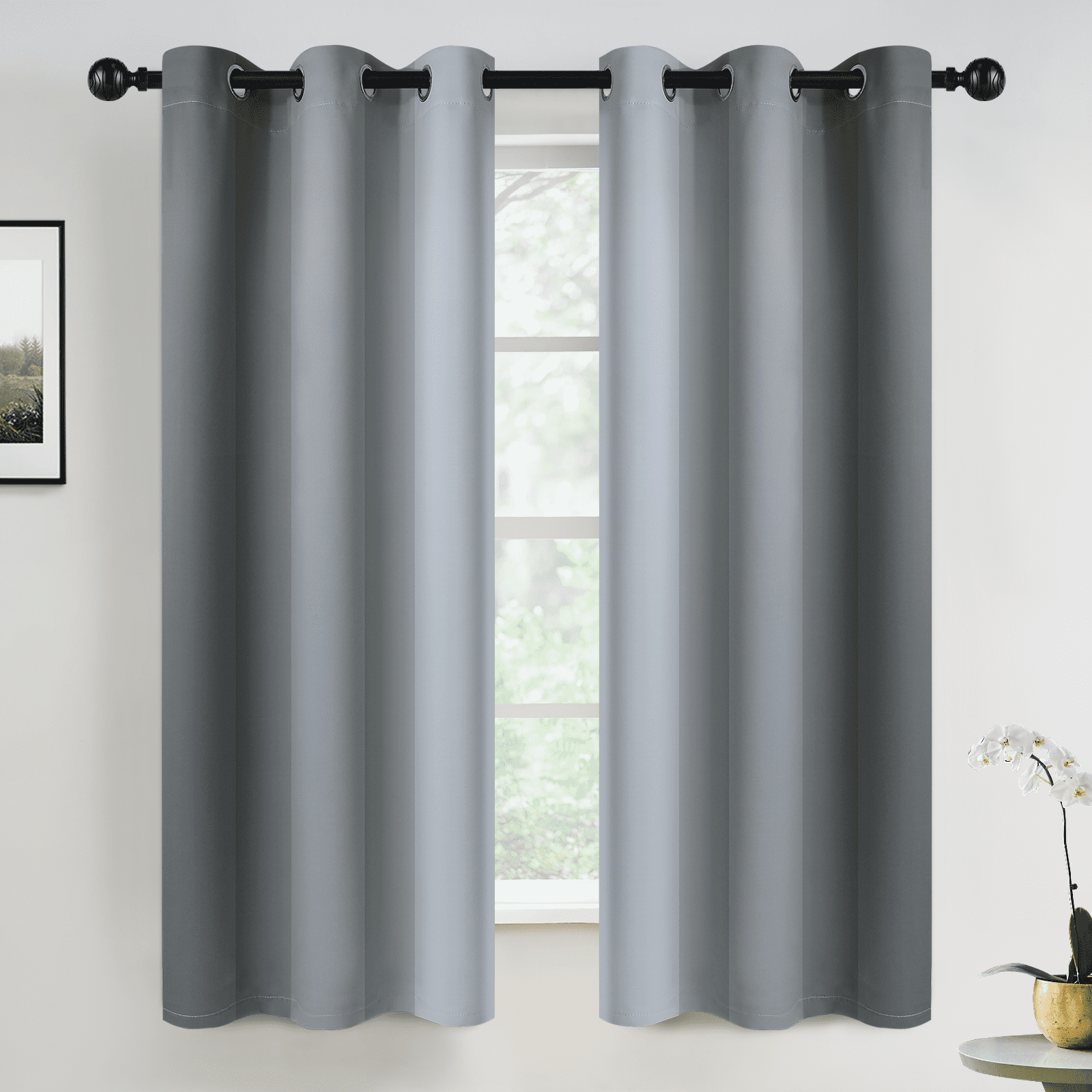 Yakamok Grommet Light Blocking Grey Blackout Ombre Curtains,Room ...