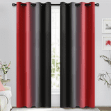 Yakamok Set of 2 Red and Black Ombre Grommet Room Darkening Curtains ...