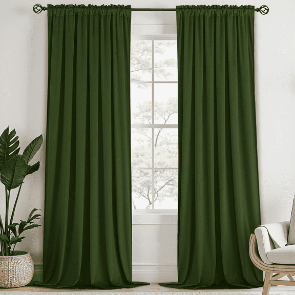 FUGee-Black Velvet Curtains 84 inches 2 Panels - Luxury Blackout ...