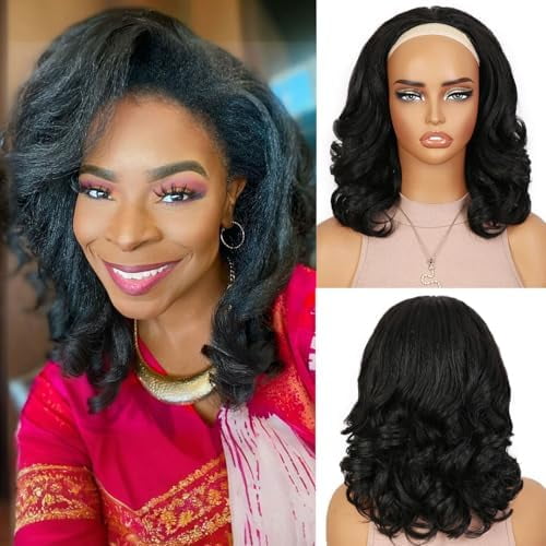 Yaki Curly Half Wig Loose Curly Synthetic Kinky Straight Wig With Curly ...