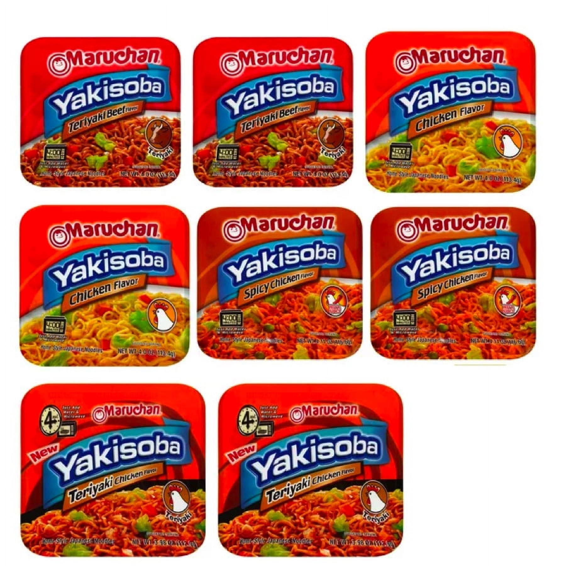 Yakisoba Instant Noodles, 4 Flavors, 4oz (8 Count), with Bonus Pot ...