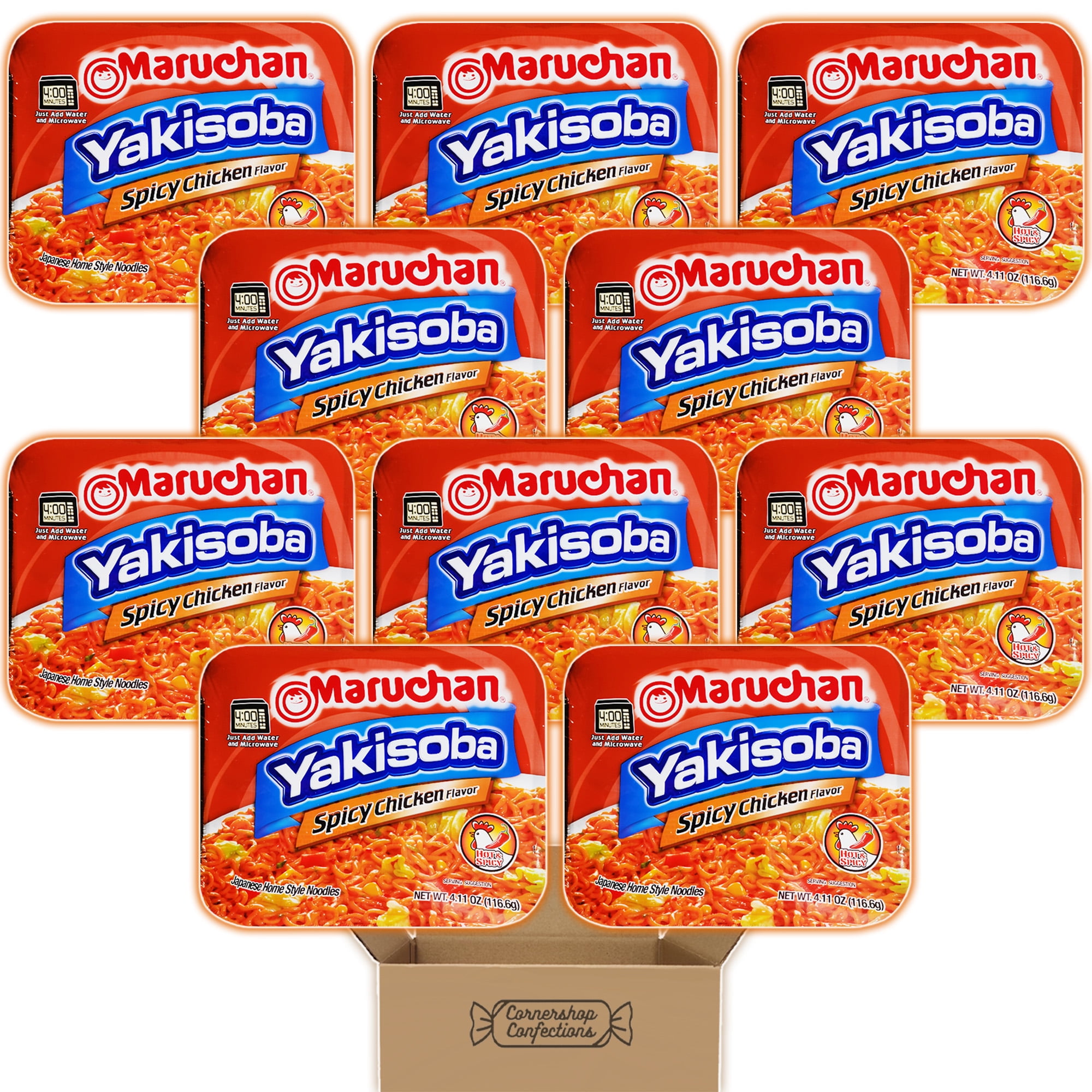 Yakisoba Noodle Spicy Chicken Flavor - 10 Tray Bulk Pack - Each Tray 4. ...