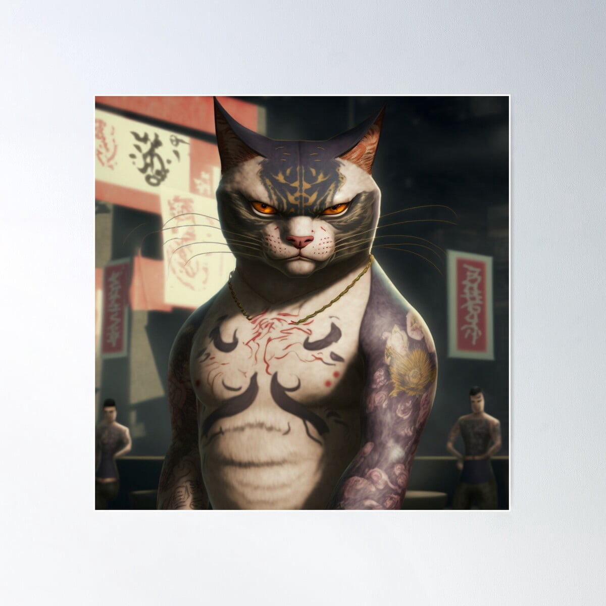Yakuza Cat Poster Wall Art, Modern Wall Decor For Living Room Bedroom ...