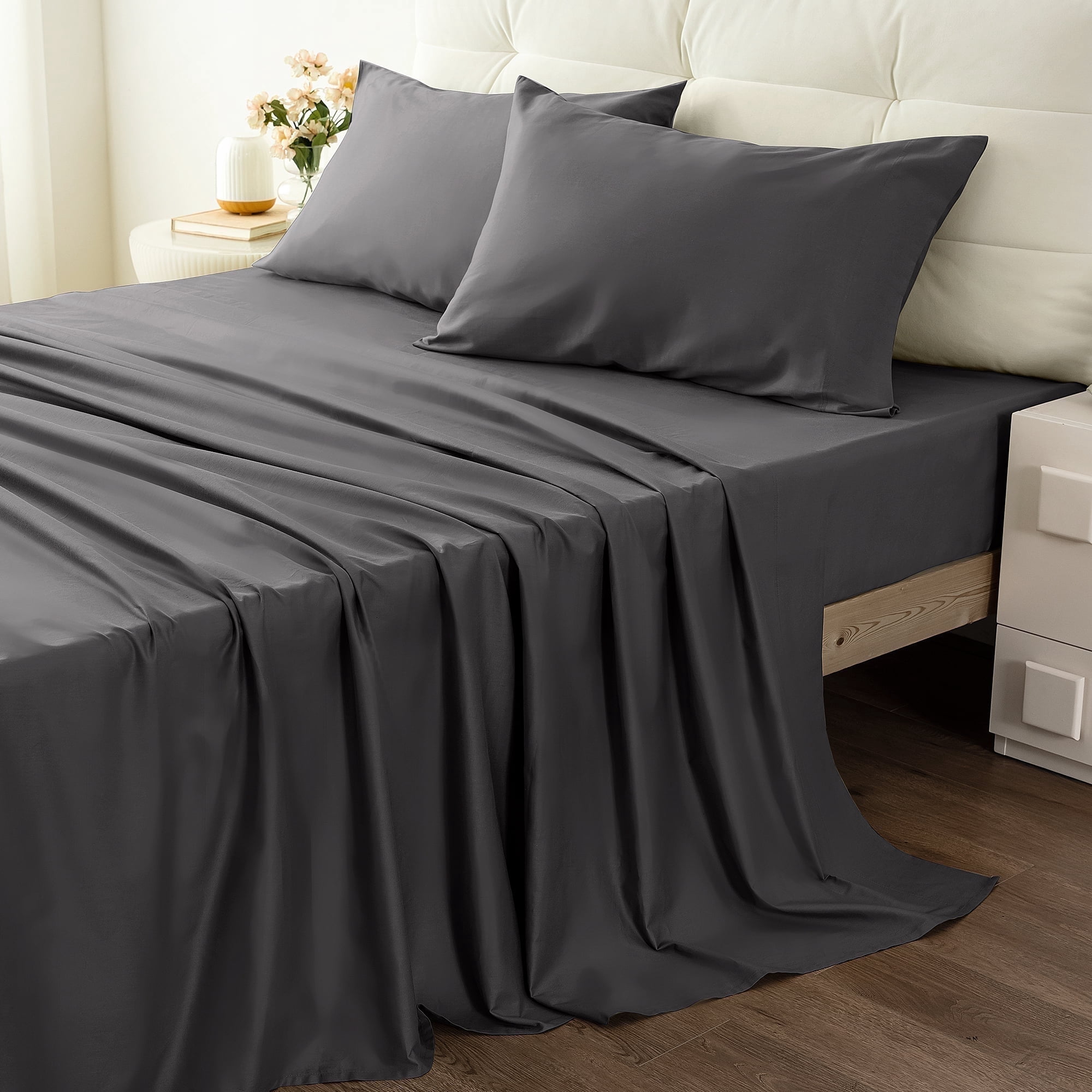 Yalamila Bed Sheet Set Hotel Style Ultra Soft 300T 3-Piece 100% Cotton ...
