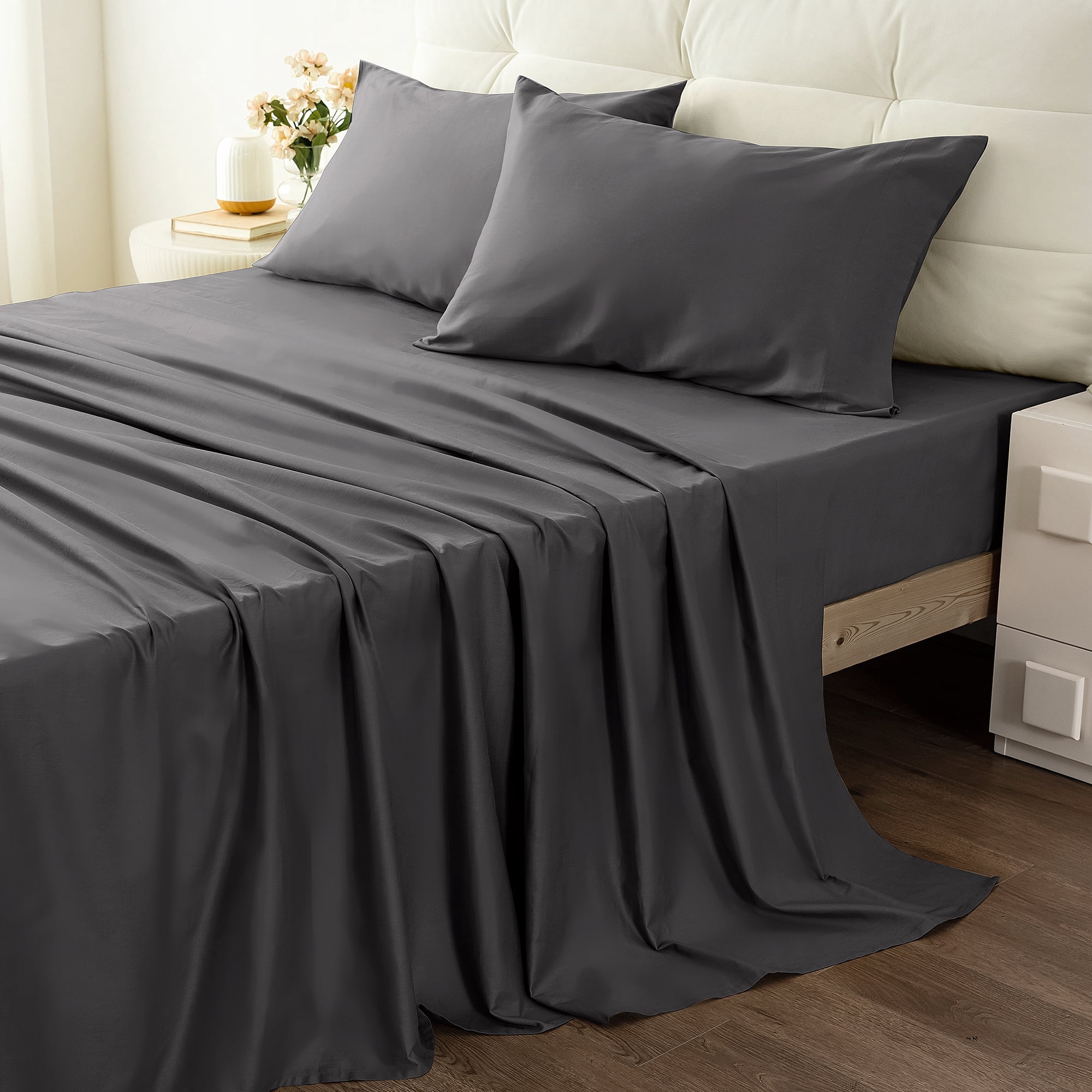 Yalamila Bed Sheet Set Hotel Style Ultra Soft 300T 4-Piece 100% Cotton ...