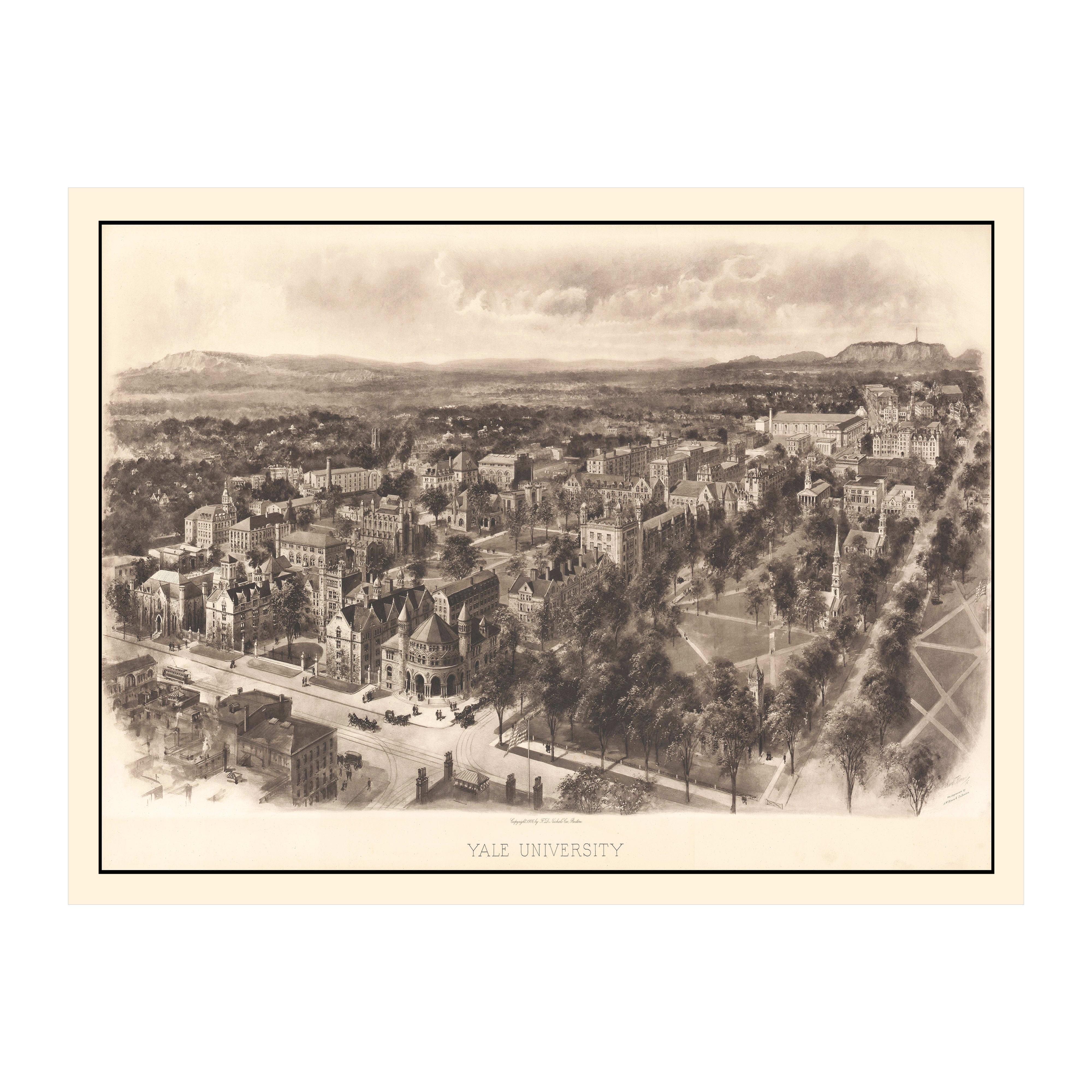 Yale University Art, 1906 Vintage Map of Yale University History Wall ...