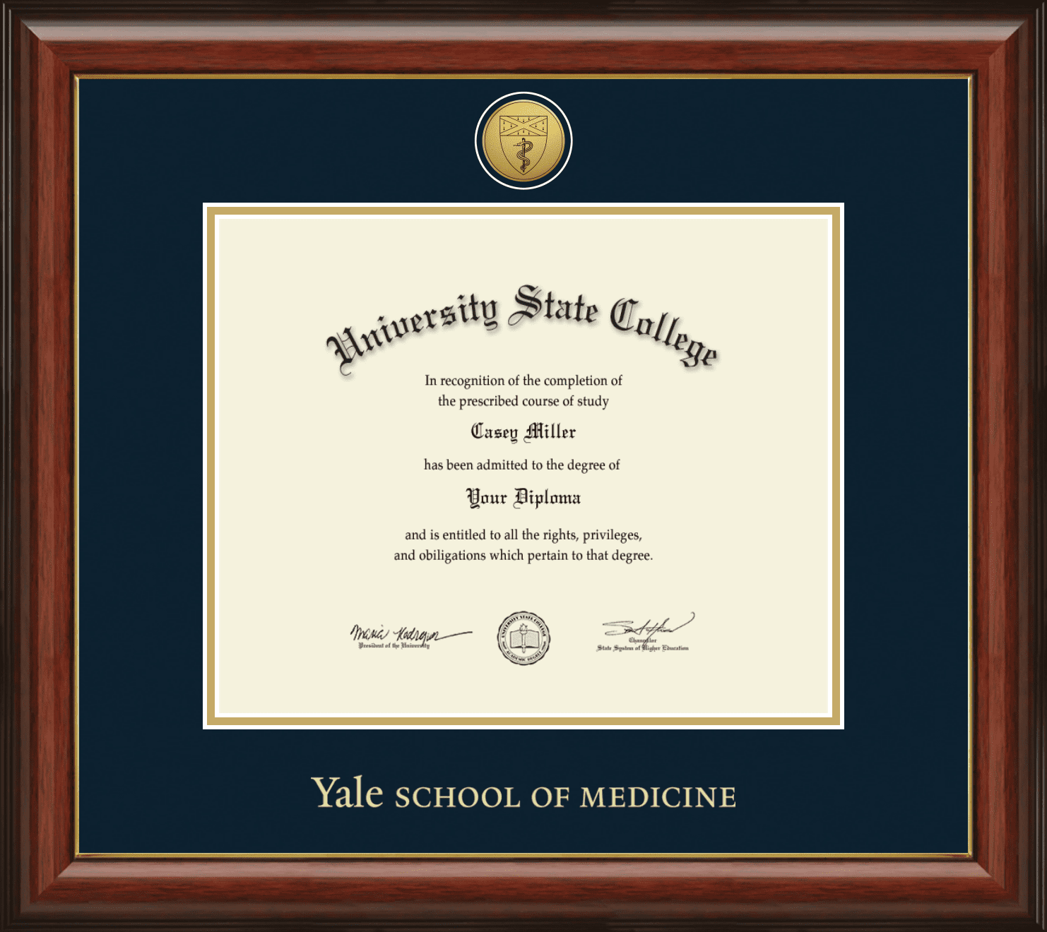 Yale University School of Medicine Diploma Frame, Document Size 12.625 ...