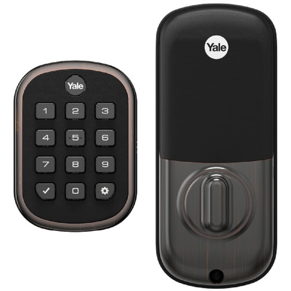 Yale YRD136-ZW2-0BP Pushbutton Deadbolt Z-Wave Lock-Oil Rubbed Bronze ...