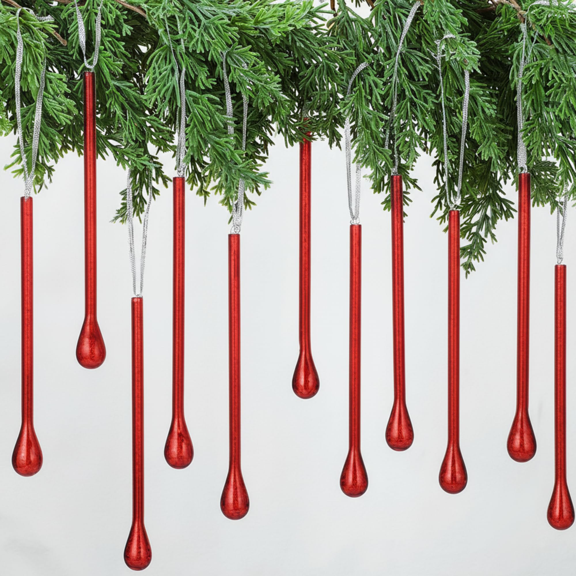 Yalikop 12 Pcs Glass Teardrop Christmas Tree Ornaments Mercury Icicle ...