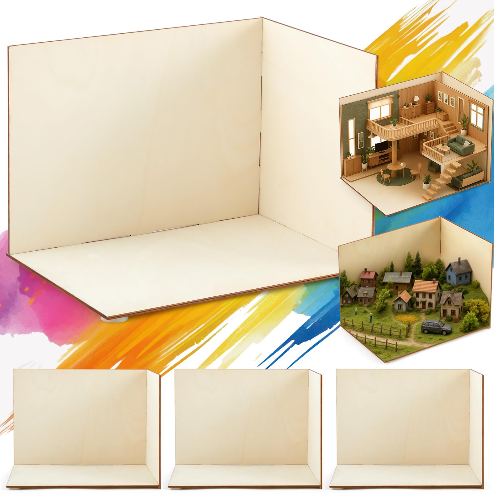 Yalikop 4 Pcs 3 Sides Cardboard Diorama Box 8.3 x 8.7 x 11.8 Inches ...