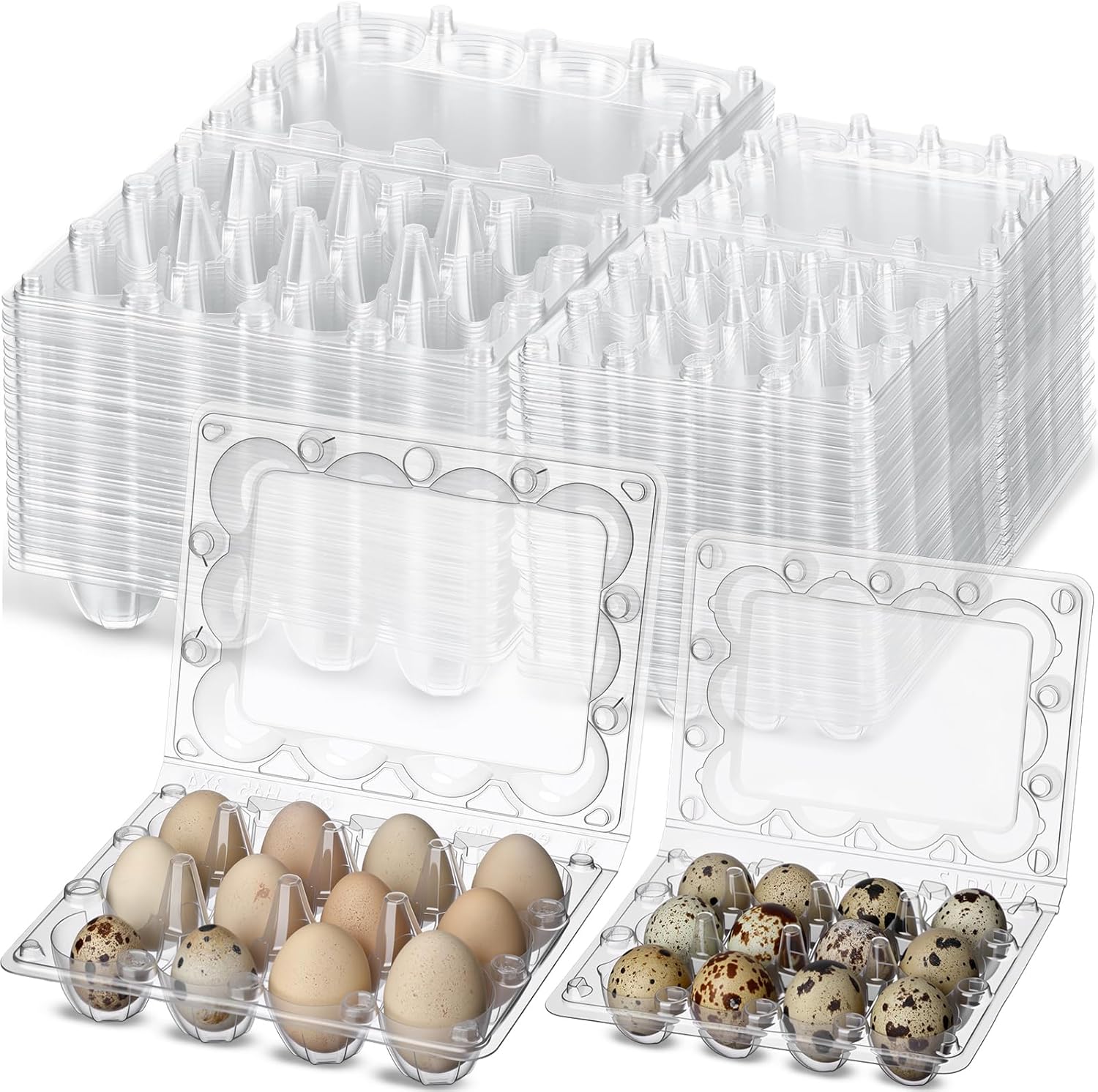 Yalikop 60 Pcs Quail Egg Cartons Combo, 12 Grids Clear Egg Cartons ...