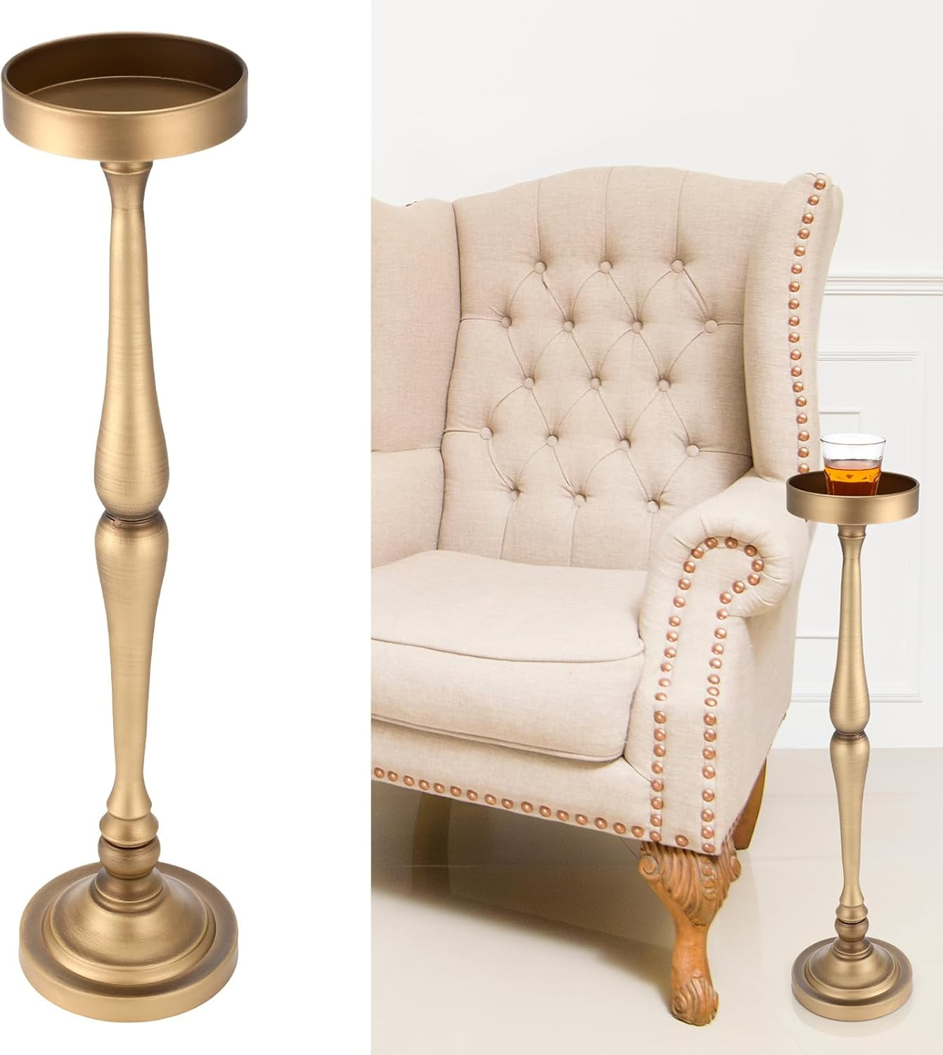 Yalikop Drink Table Pedestal Side Table Round Martini End Table Small ...