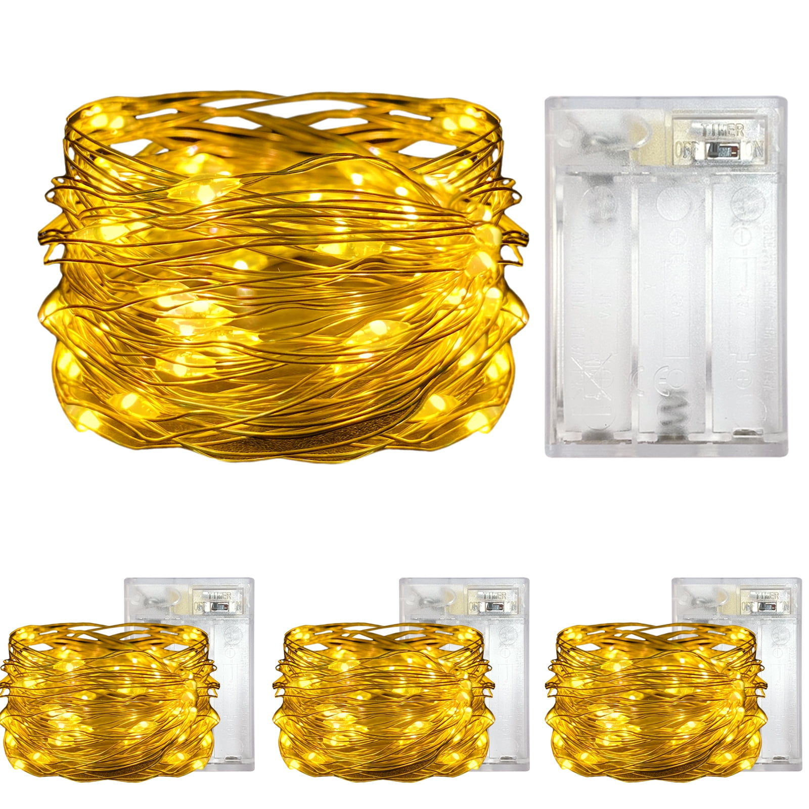 Yalilong 4 Pack with Timer Function Battery Operated Dewdrop Led Lights ...