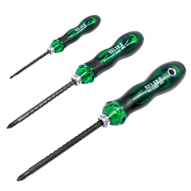 Yalin 3-Piece Ratchet Telescopic Screwdriver,Double-Head Magnetic ...