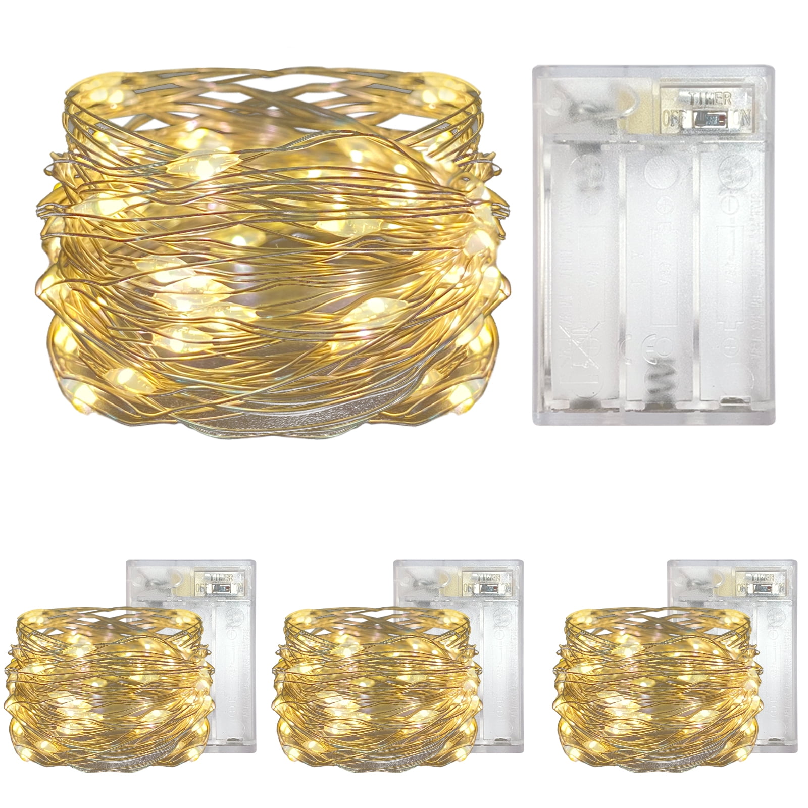 Yalin 4 Pack Battery Operated Dewdrop Led Lights,Mini Fairy Lights With ...