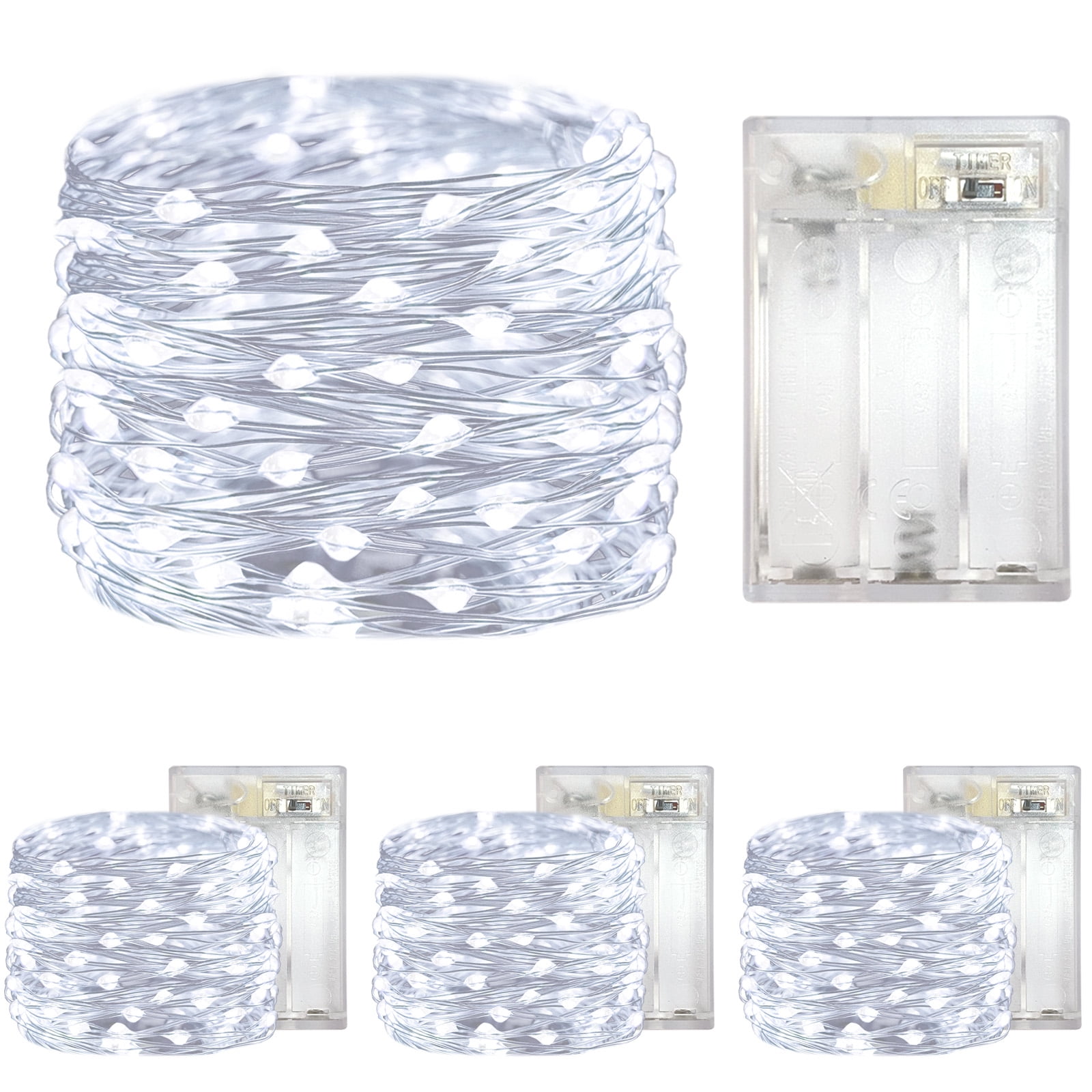 Yalin 4 Pack Battery Operated Dewdrop Led Lights,Mini Fairy Lights With Timer Function,For Home ...