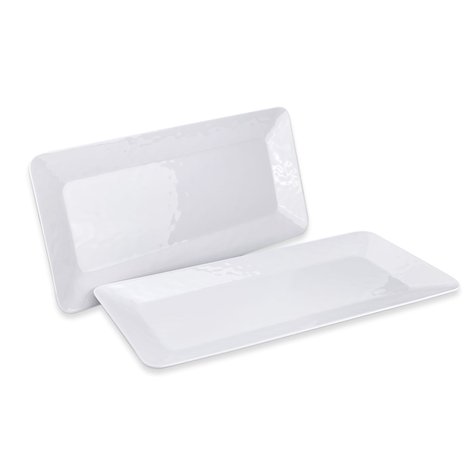 Yalin 17 Inch Rectangle Melamine Serving Platter Set of 2 White ...
