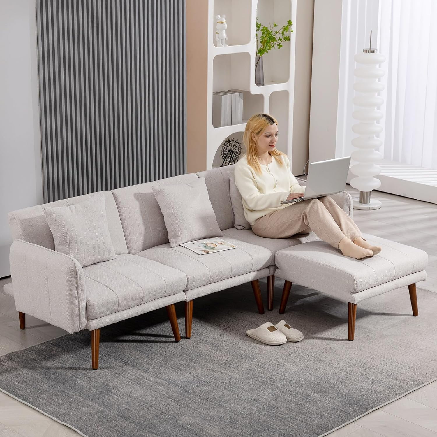 Yalissey Convertible Sofa Bed Sectional Couches Sleeper Futon Couch ...