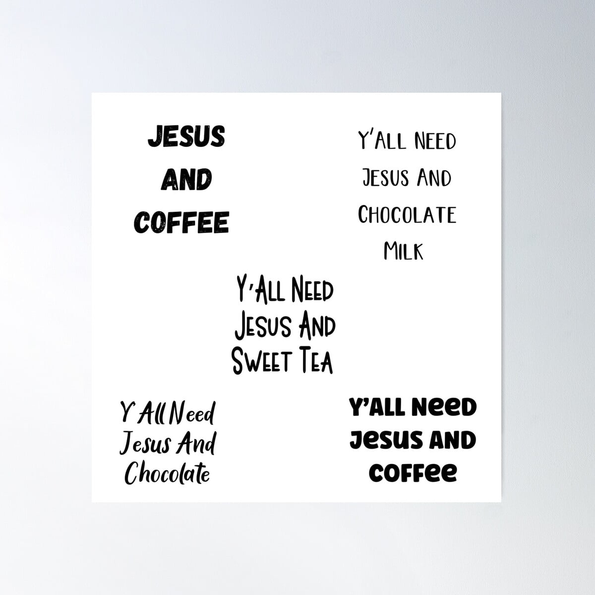 Yall Need Jesus Sticker Pack Poster Wall Art, Modern Wall Decor For ...