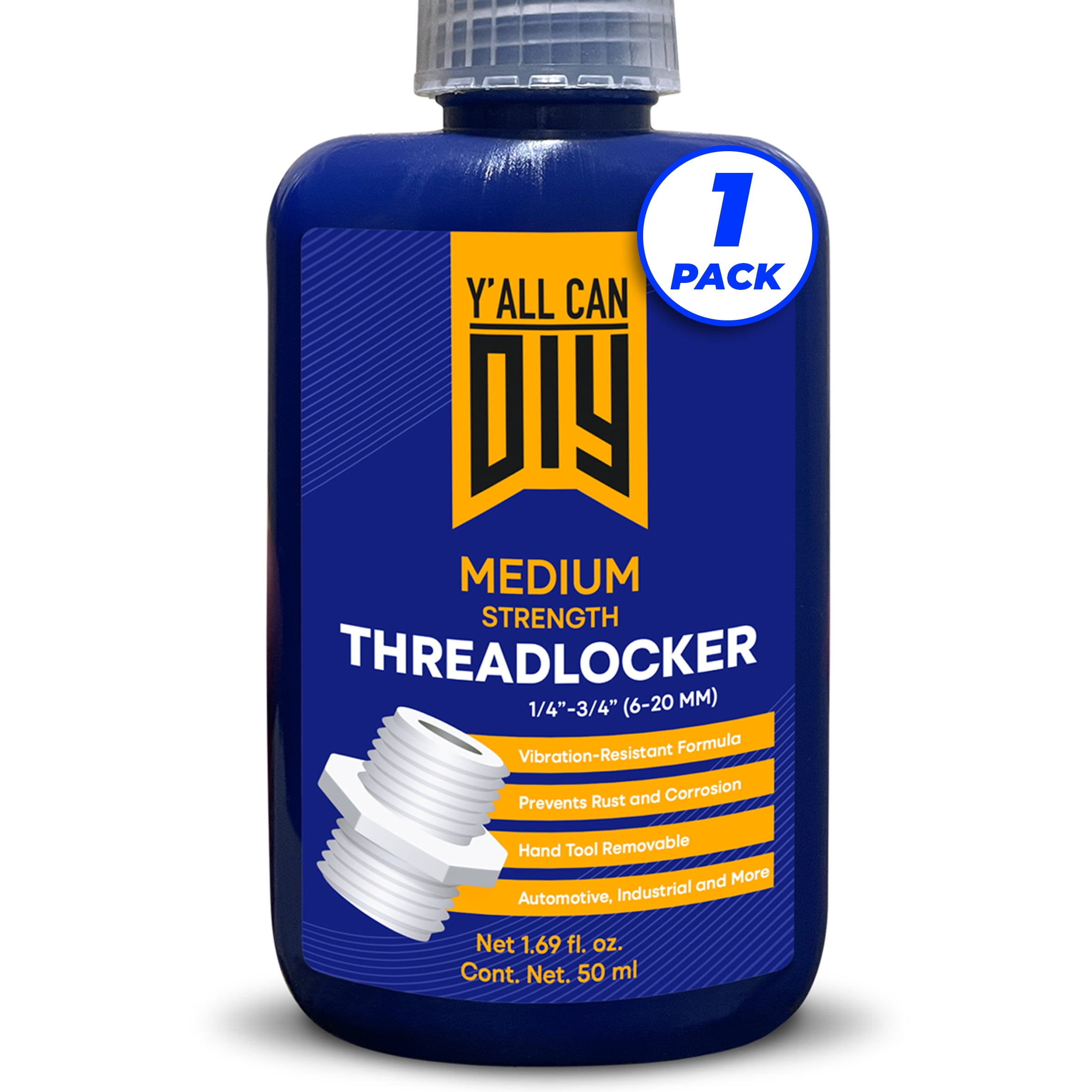 Y'ALLCANDIY Blue Threadlocker (1.69 fl oz) - Removable Lock Tight for ...