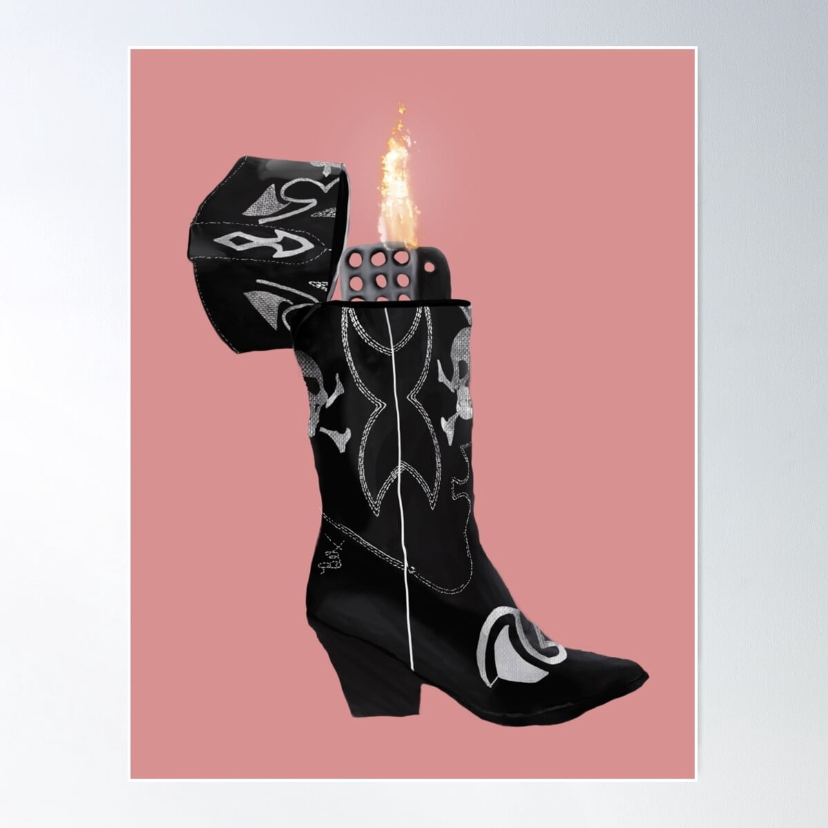 Yallternative Gothic Western Cowgirl Cowboy Boot Lighter Poster Wall ...