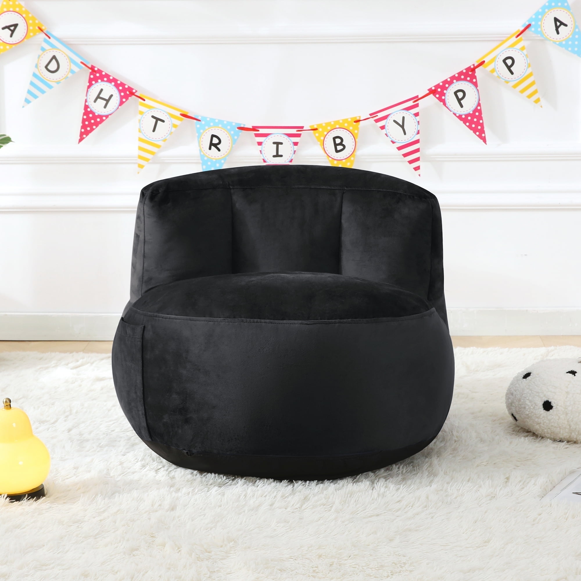 Yalamila Ultra Soft Bean Bag Chair, 2.5ft, Black, for Kids and Adults ...