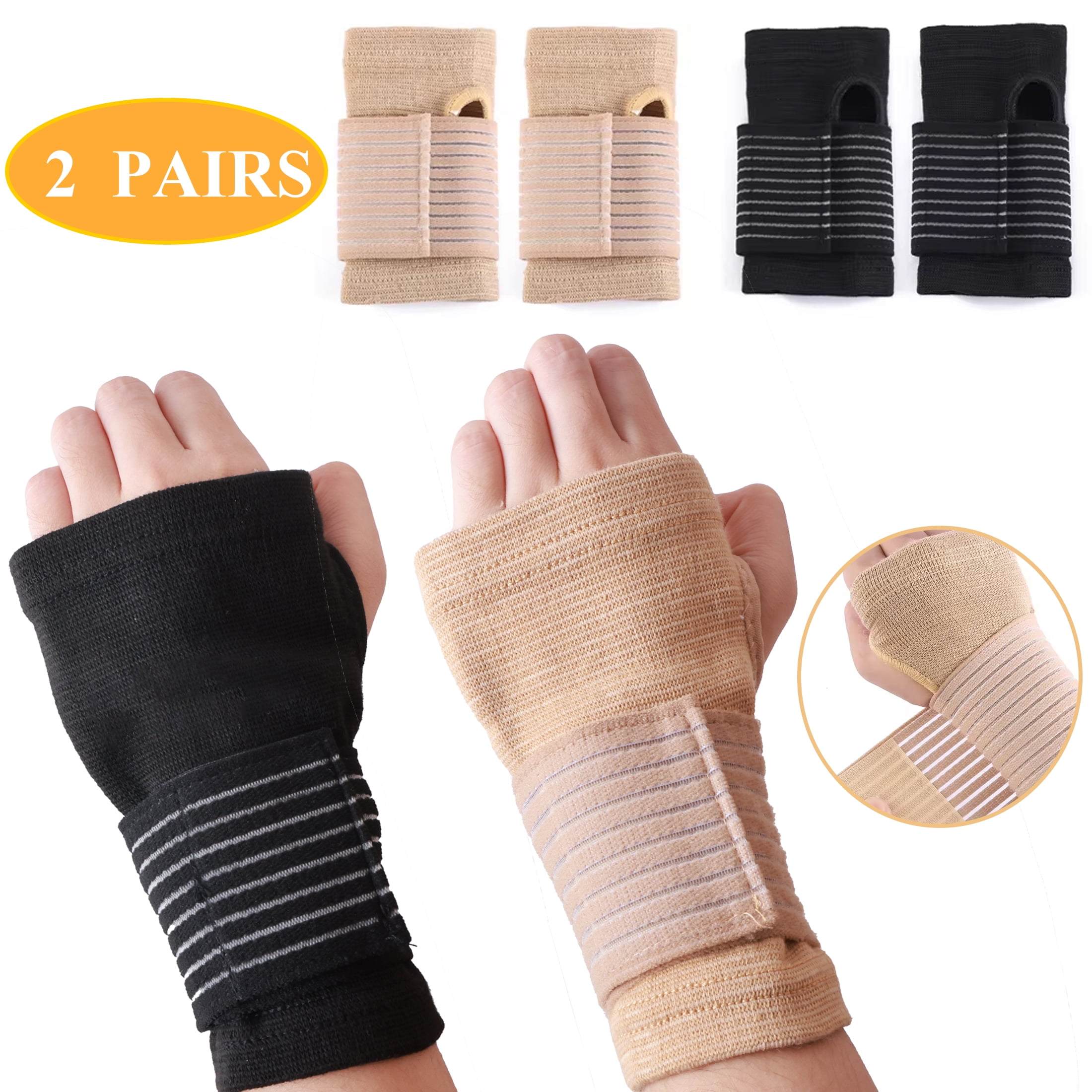 Yalumo 2 Pairs Wrist Brace for Carpal Tunnel, Wrist Wraps Compression ...