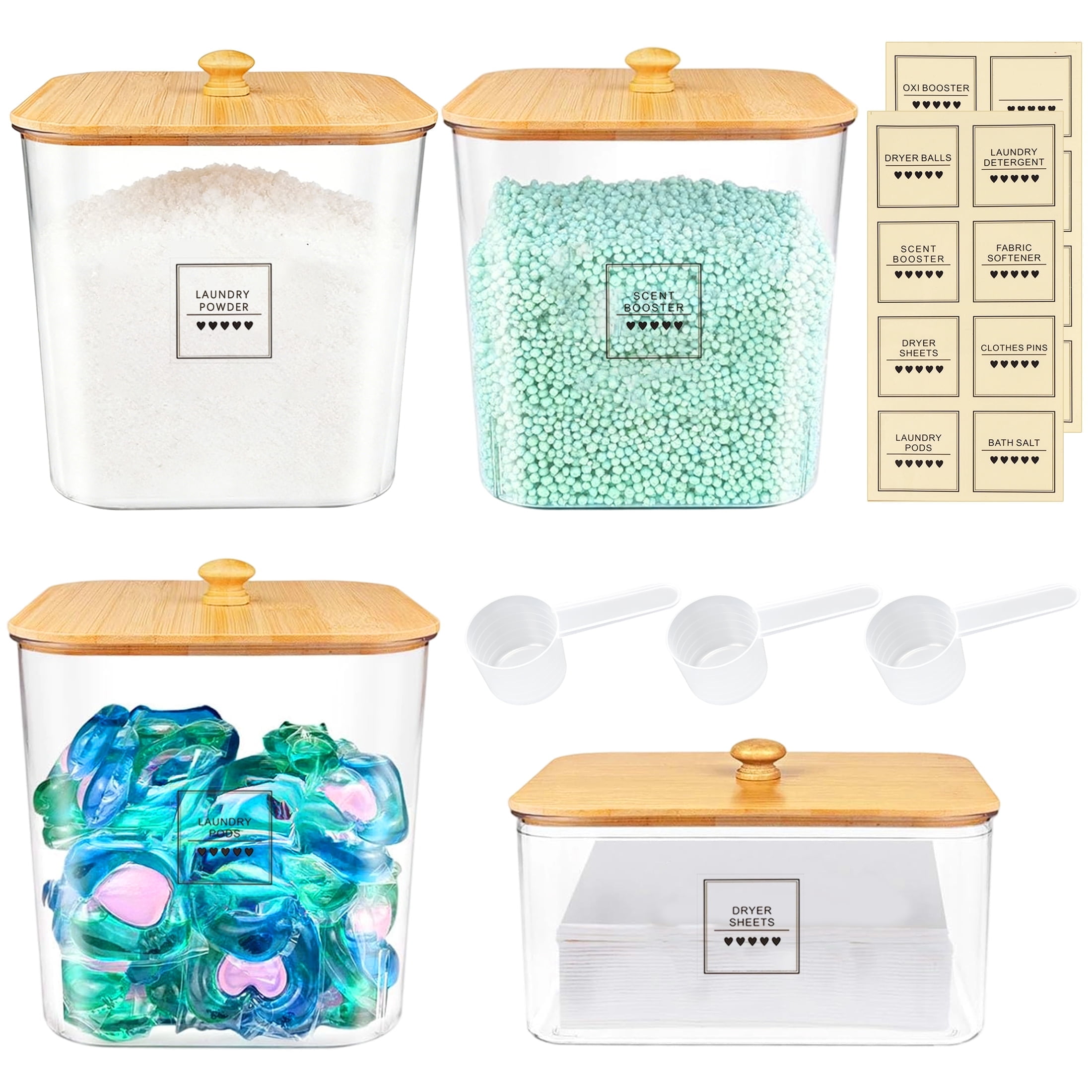 Yalumo 4 Pack Laundry Pods Container, Clear Laundry Room Organization ...