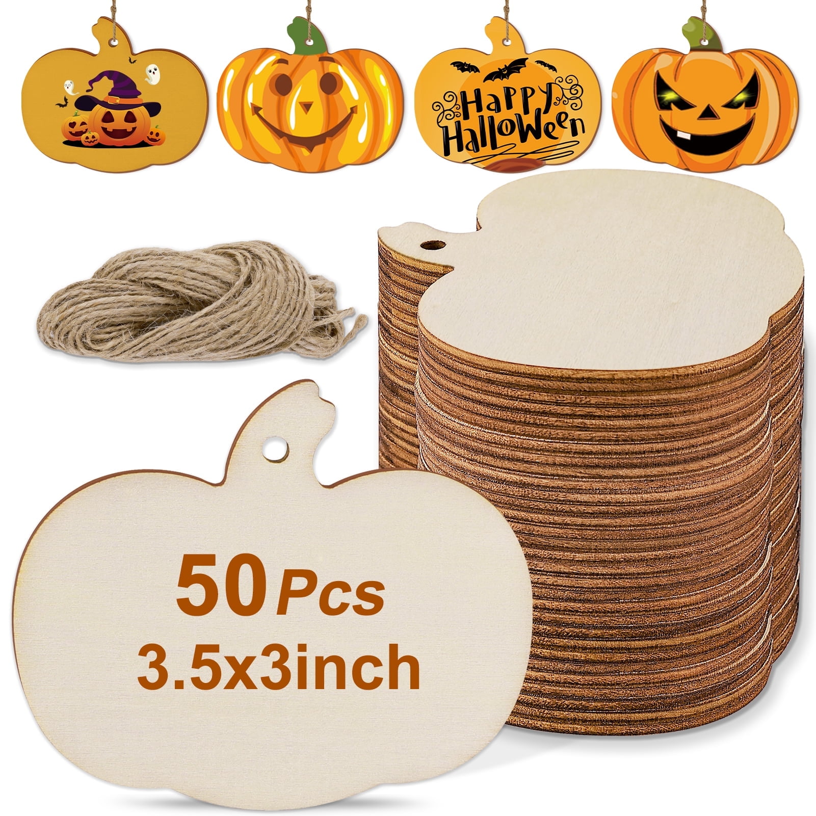 Yalumo 50 Pcs Unfinished Wooden Pumpkins for Crafts, Blank Wood Pumpkin ...