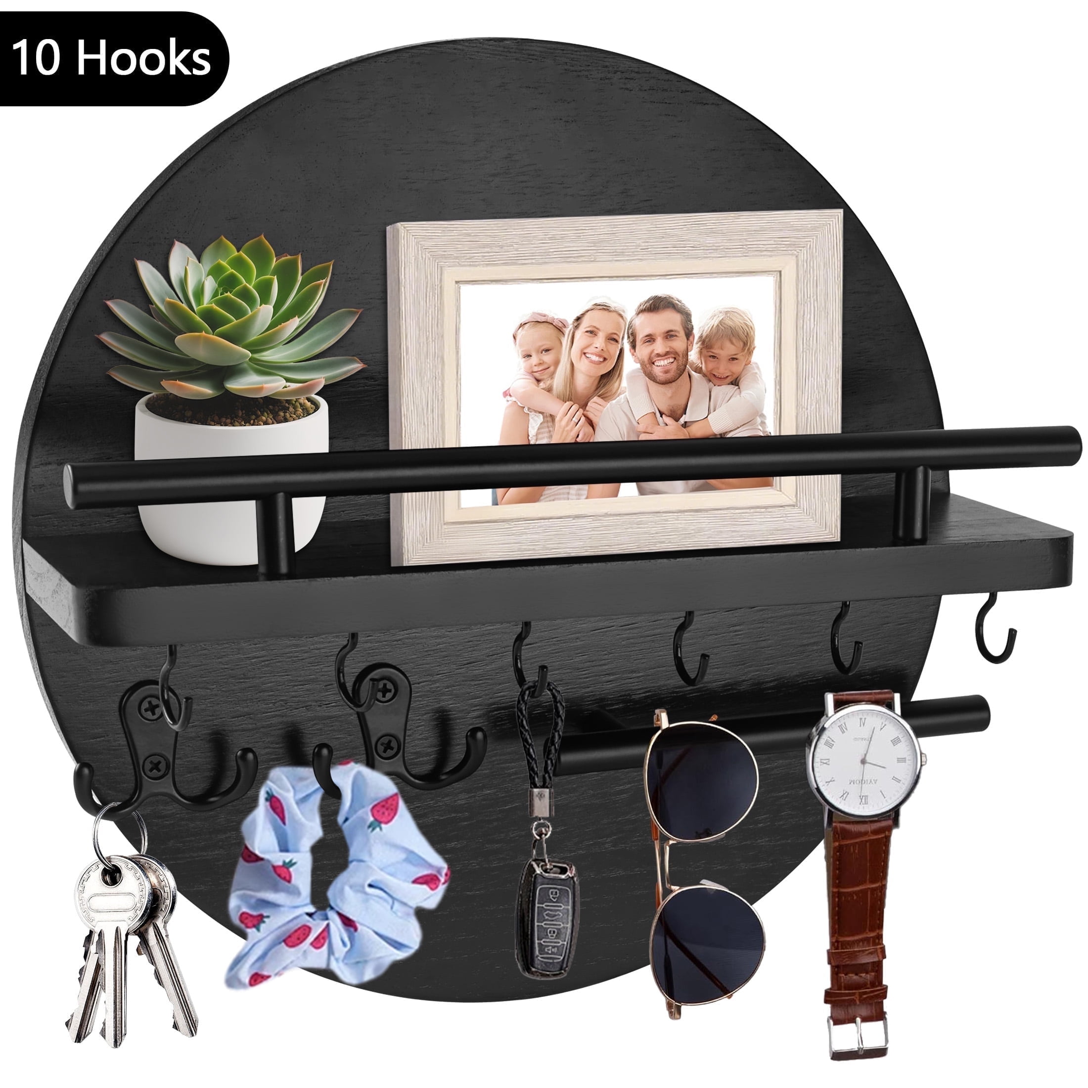 Yalumo Key Holder for Wall with Shelf and Hooks, 11.8 Inch Key Holder ...