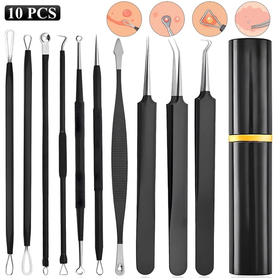Yalumo Pimple Popper Tool Kit, 10 Pcs Blackhead Remover Tools Stainless ...